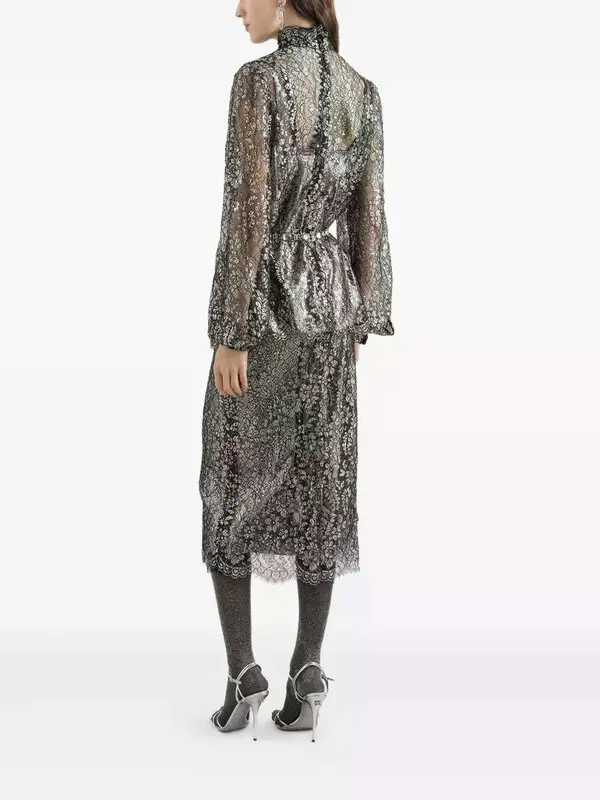 Dolce & Gabbana Lamé Lace Midi Skirt