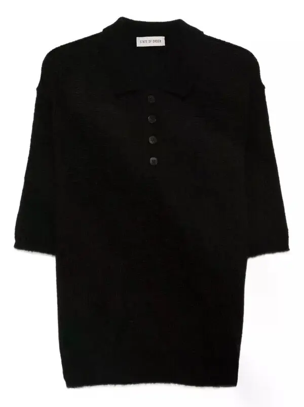 STATE OF ORDER Ribbed-hem Polo Shirt - Black