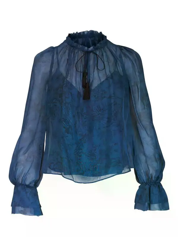 Veronica Beard Maxime Ruffled-neck Blouse - Blue