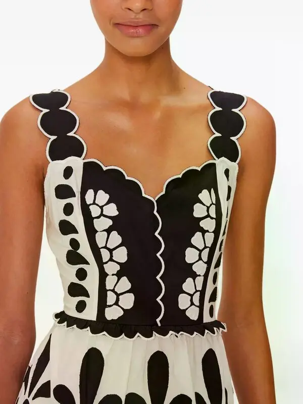 Farm Rio Scalloped Trim Midi Dress
