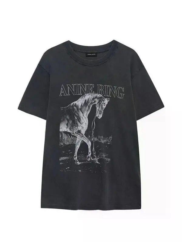 ANINE BING Horse Graphic T-shirt - Black