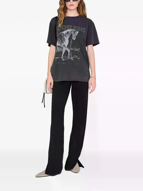 ANINE BING Horse Graphic T-shirt - Black