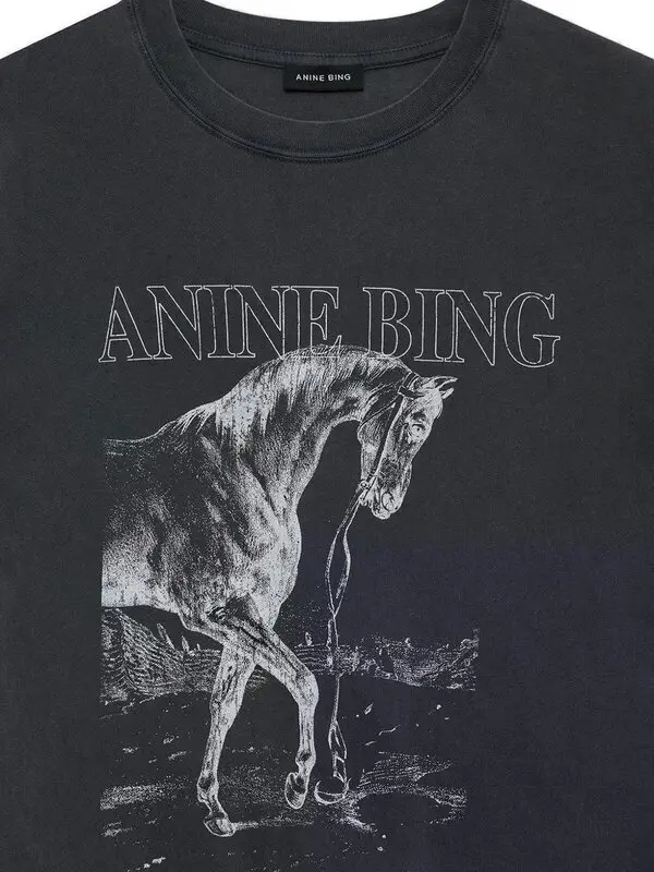 ANINE BING Horse Graphic T-shirt - Black