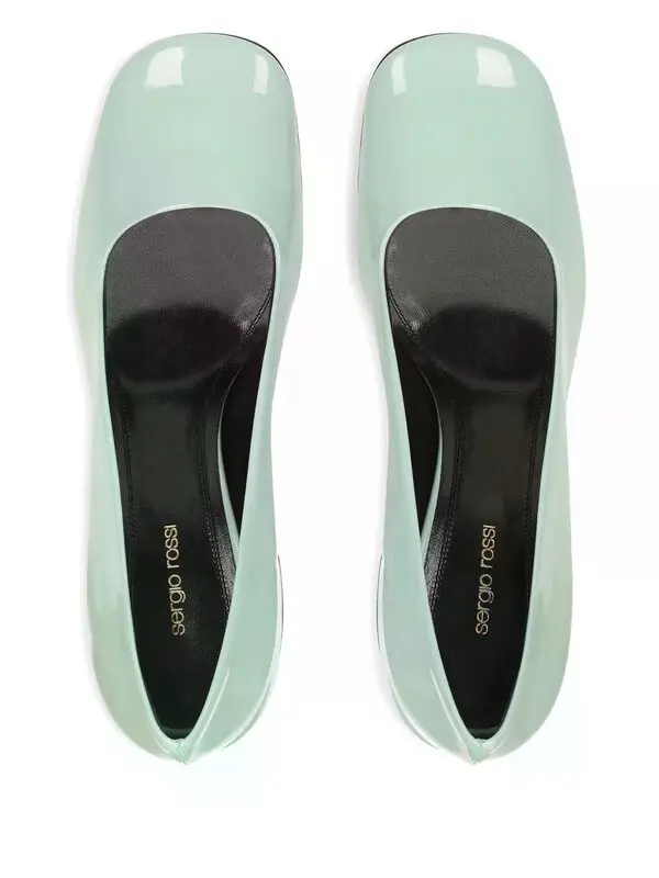 SERGIO ROSSI 80mm Block Heel Pumps - Green