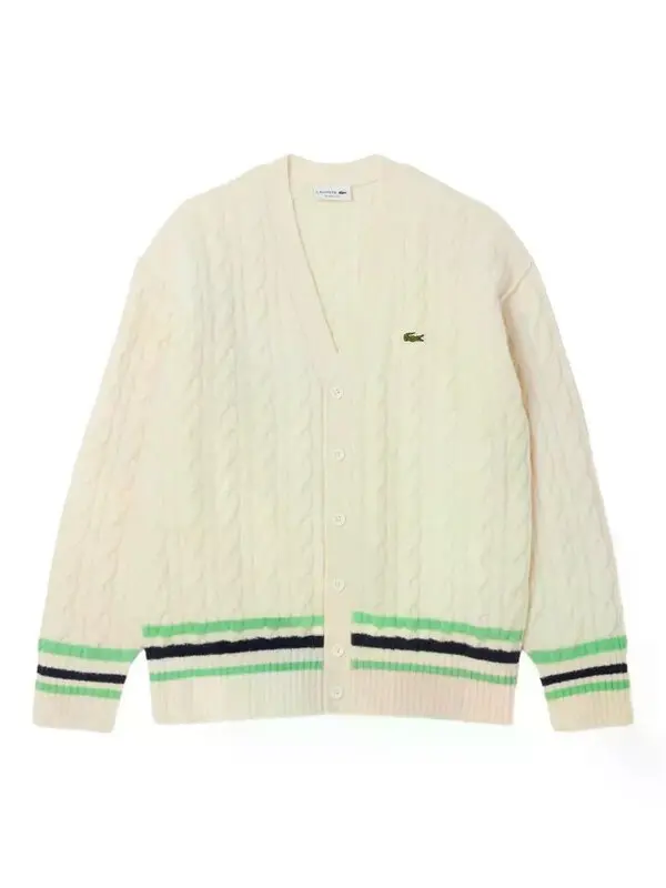 Lacoste Cable-knit Stripe-detail Cardigan