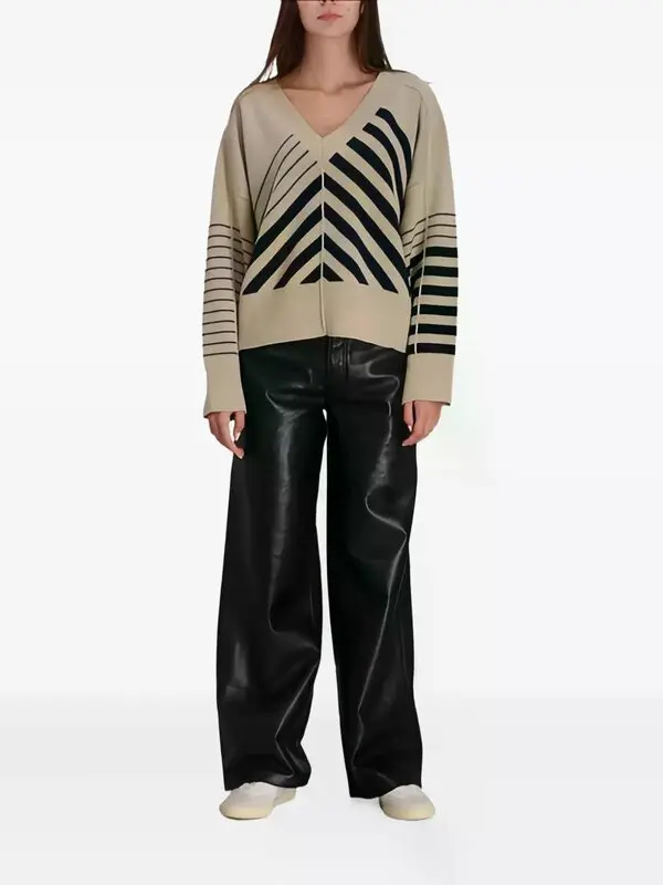 BOSS Fudali Striped V-neck Sweater