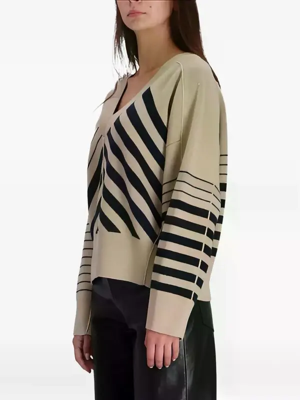 BOSS Fudali Striped V-neck Sweater