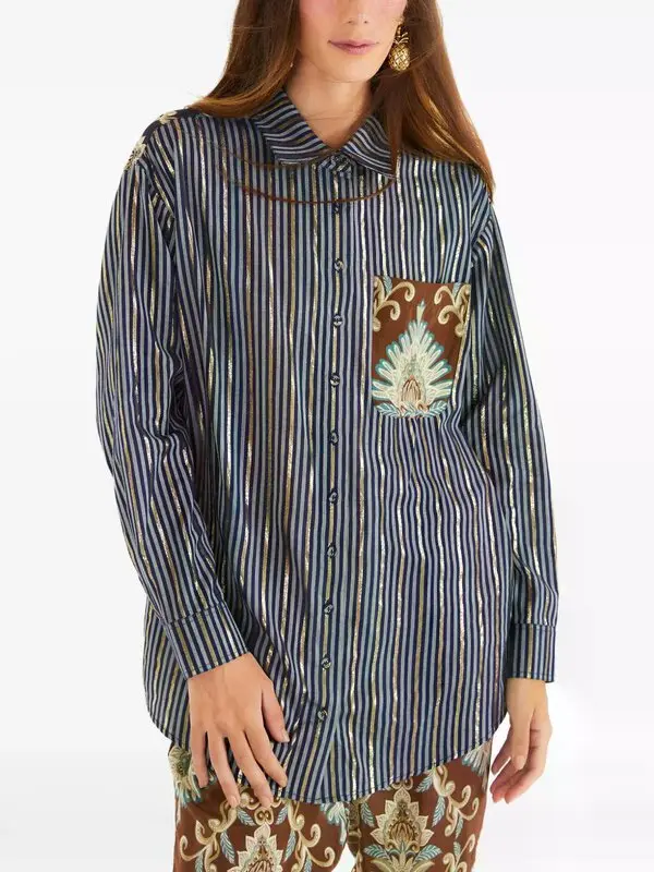 Farm Rio Striped Pocket Shirt