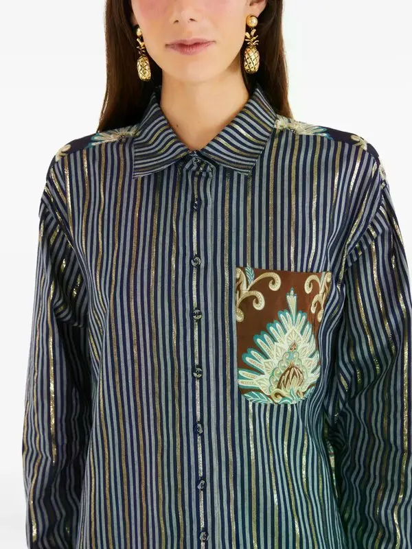 Farm Rio Striped Pocket Shirt