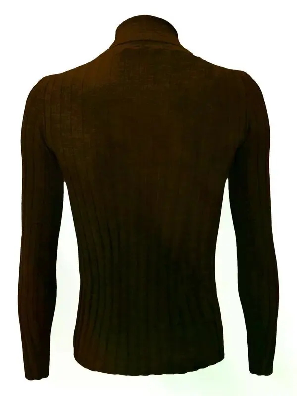 LA ROSE Turtleneck Ribbed Knit Sweater - Brown