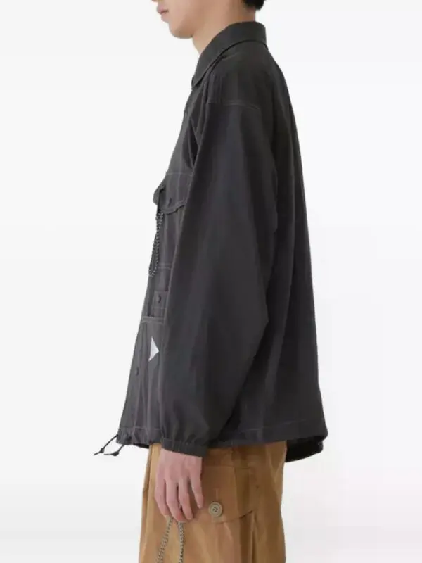 AND WANDER Chest-pocket Chain-detail Shirt - Black