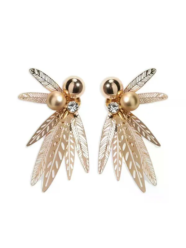 Carolina Herrera Olive Leaf Drop Earrings - Gold