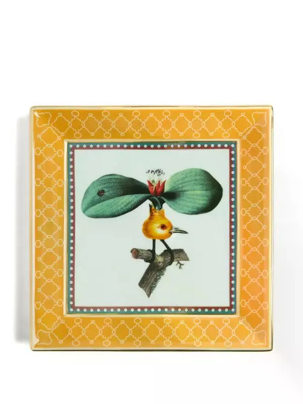 La DoubleJ Square-shape Printed Trinket Tray - Yellow