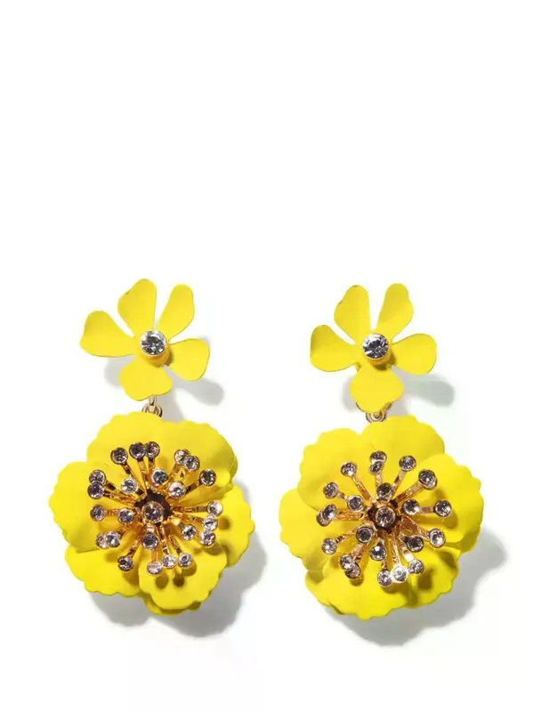 Carolina Herrera Floral Dangle Earrings - Yellow