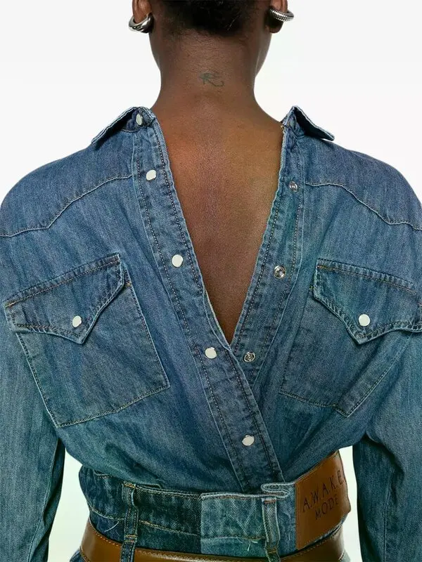 A.W.A.K.E. Mode Button Denim Shirt