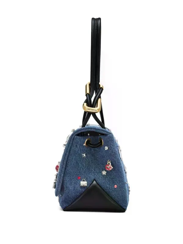 Marc Jacobs Large Denim Shoulder Bag With Charm Embellishment - Blue