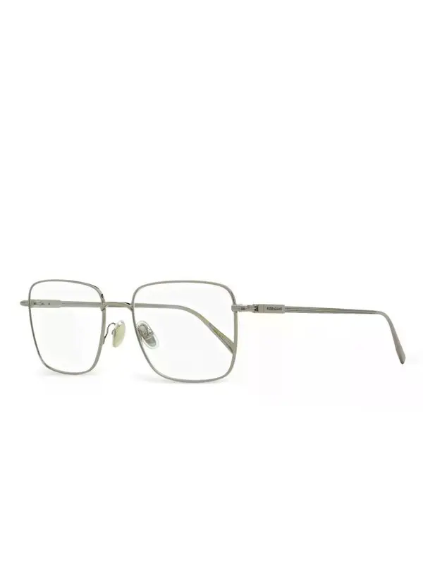 FERRAGAMO Ribbed Profile Rectangle Frame Glasses