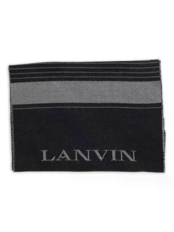 LANVIN Striped Fringed Scarf - Black