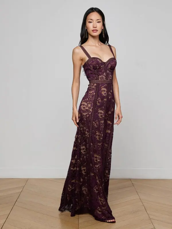 L'Agence Laynie Lace Maxi Dress