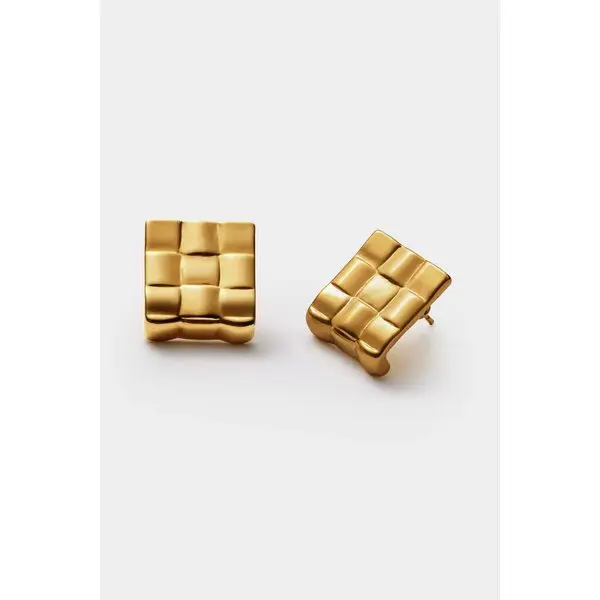 KATIE LOXTON Taya Woven Stud Earrings - Gold