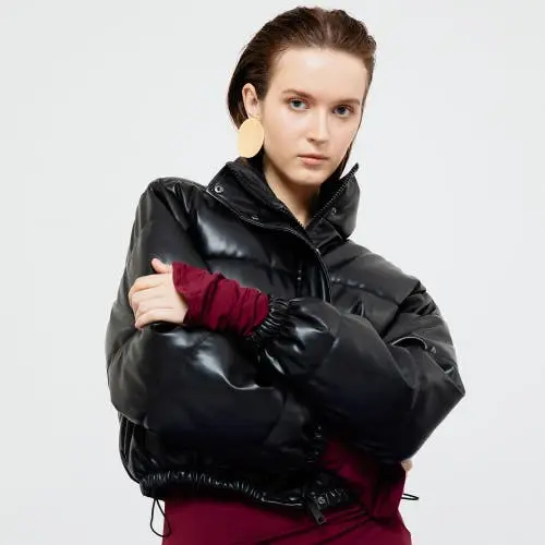 ATS Lyra Quilted Faux Leather Jacket - Black