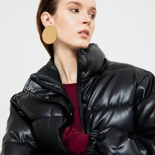 ATS Lyra Quilted Faux Leather Jacket - Black