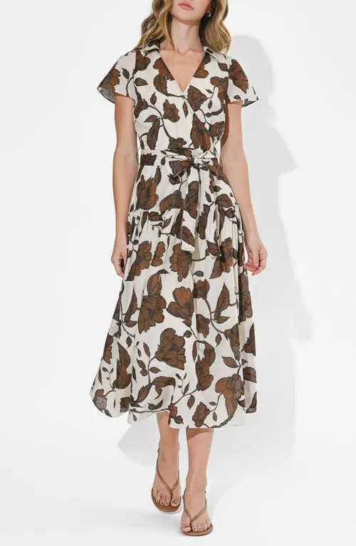 Adelyn Rae Floral Cotton Wrap Front Dress