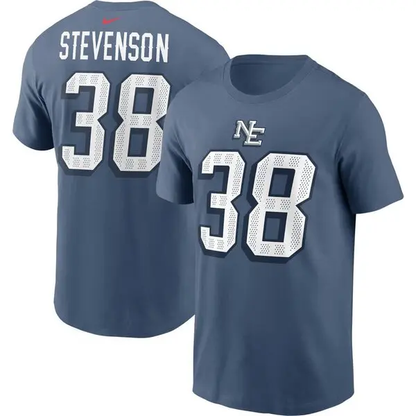 Nike Rhamondre Stevenson Storm New England Patriots 2025 Rivalries Collection Player Name & Number T-shirt - Blue