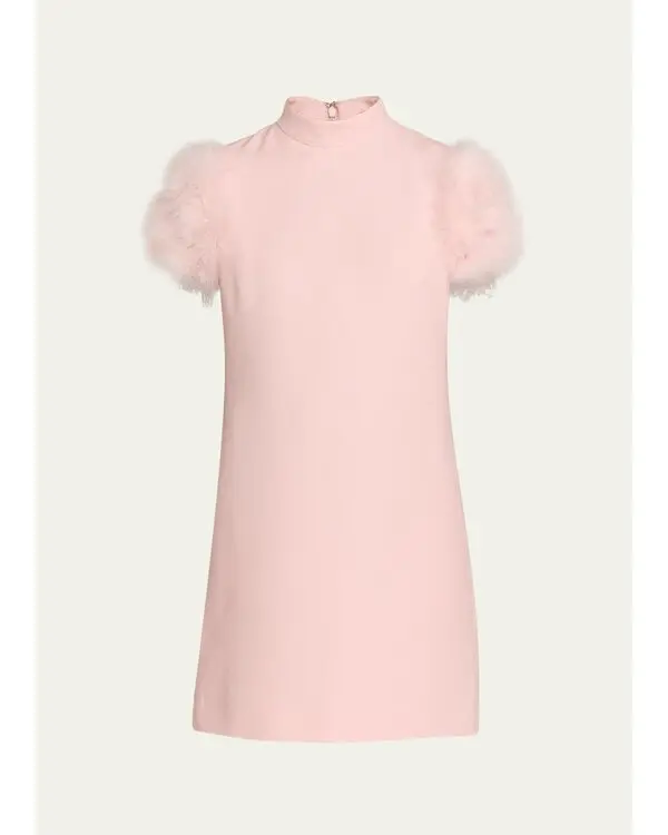 Valentino Garavani Feather-sleeve Mini Dress - Rose
