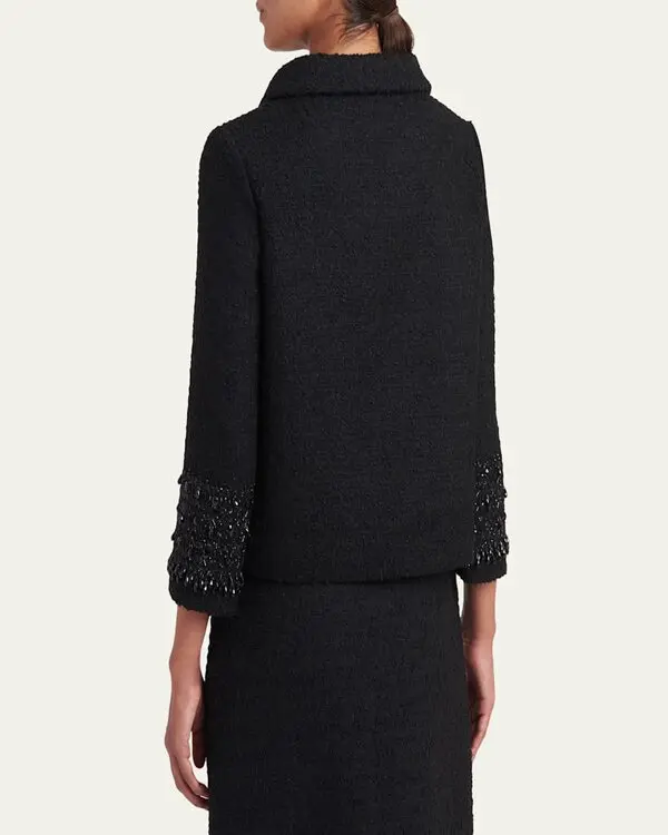 Valentino Garavani Crystal Embroidered Tweed Top Coat
