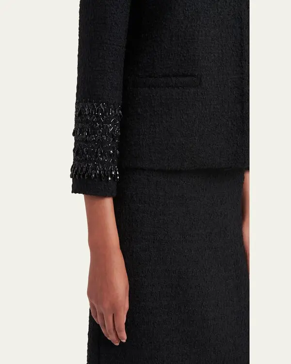 Valentino Garavani Crystal Embroidered Tweed Top Coat