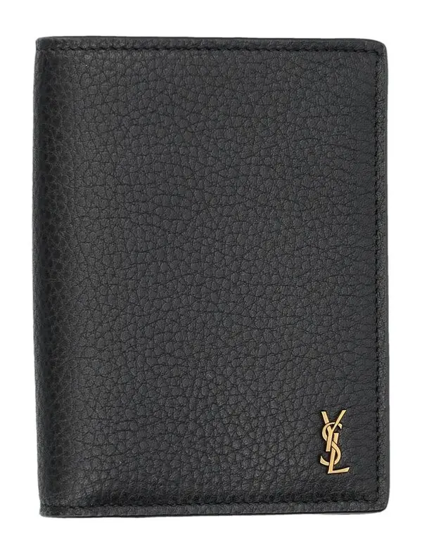 Saint Laurent Tiny Cassandre Credit Card Wallet - Black