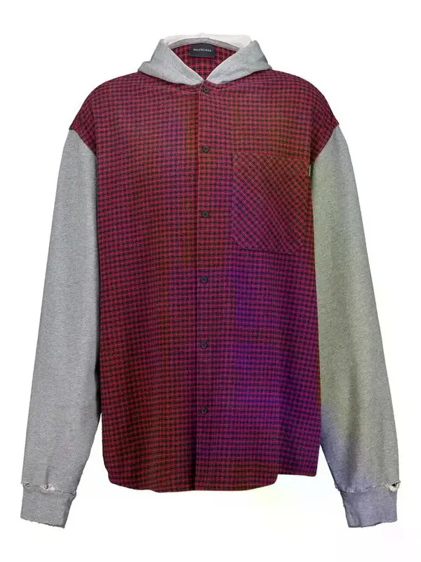 Balenciaga Hooded Check Shirt Jacket