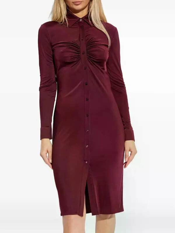 Versace Gathered Bust Midi Shirt Dress