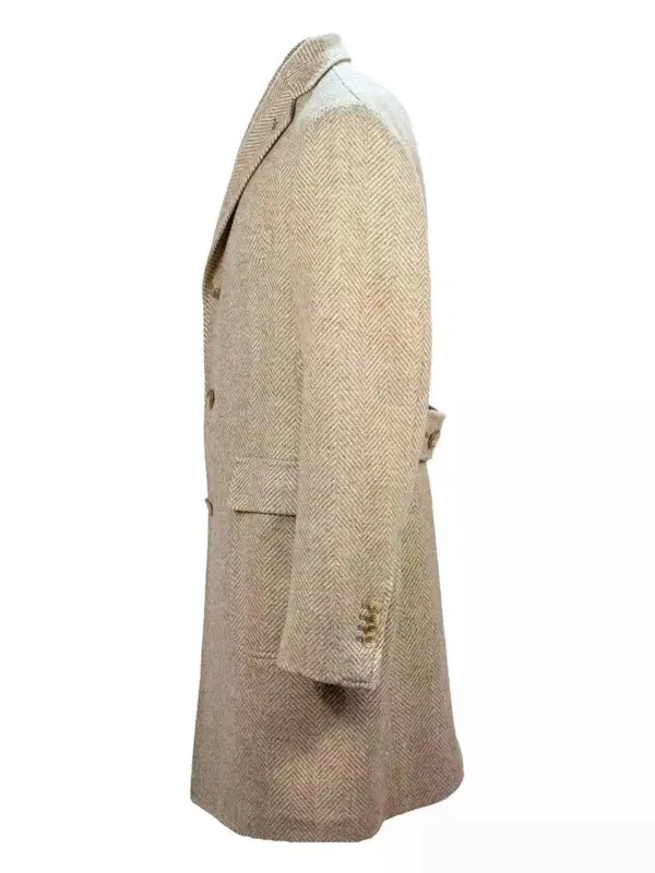 Tagliatore Herringbone Weave Brooch Coat