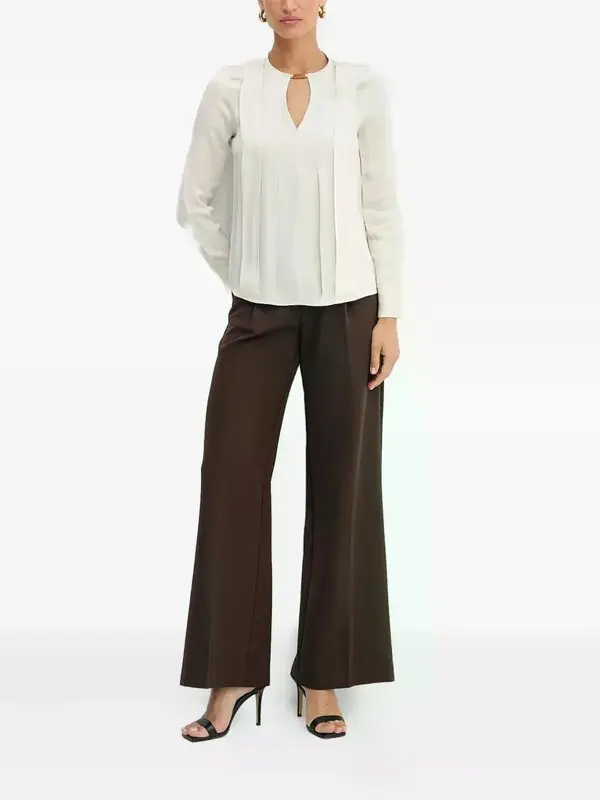 MARCIANO Keyhole Pleated Blouse - Neutrals
