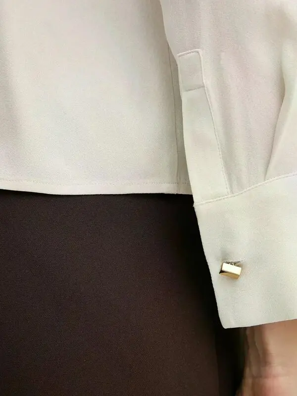 MARCIANO Keyhole Pleated Blouse - Neutrals
