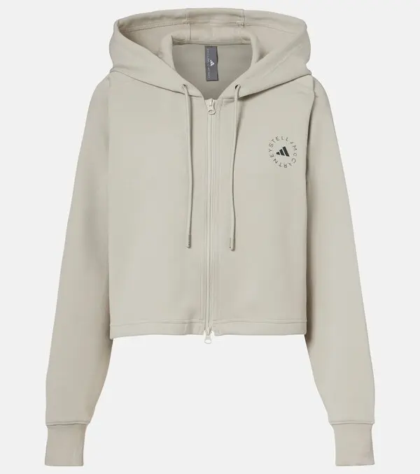 Adidas By Stella McCartney Logo Cotton-blend Jersey Hoodie - Grey