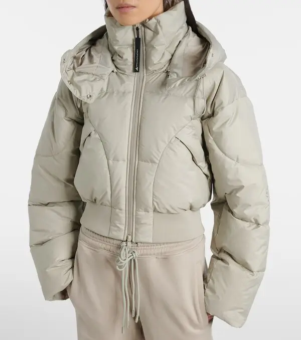Adidas By Stella McCartney Quilted Cropped Puffer Jacket - Grey