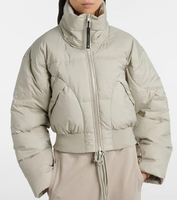 Adidas By Stella McCartney Quilted Cropped Puffer Jacket - Grey