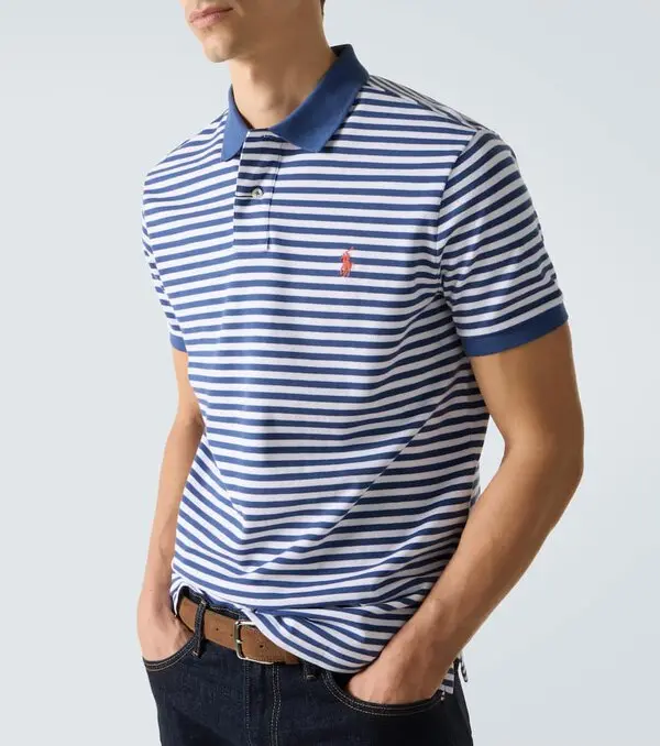 Polo Ralph Lauren Striped Cotton Polo Shirt - Blue