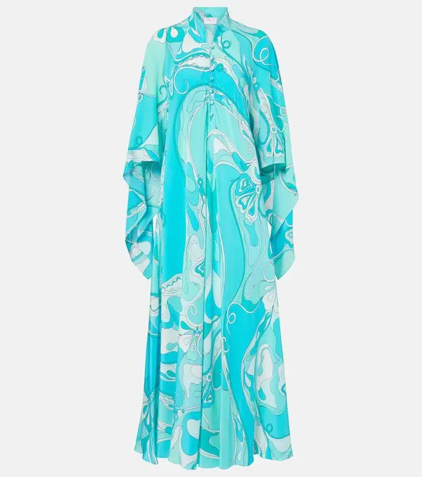 Emilio Pucci Orchidee Silk Kaftan - Blue