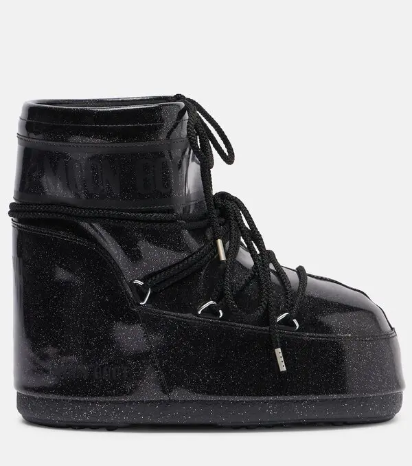 Moon Boot Icon Low Glitter Snow Boots - Black