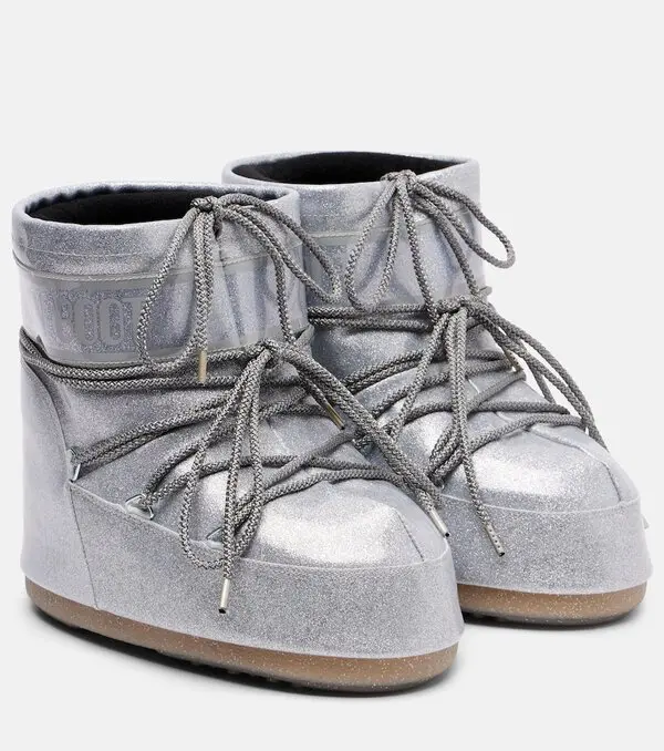 Moon Boot Icon Low Glitter Snow Boots - Silver