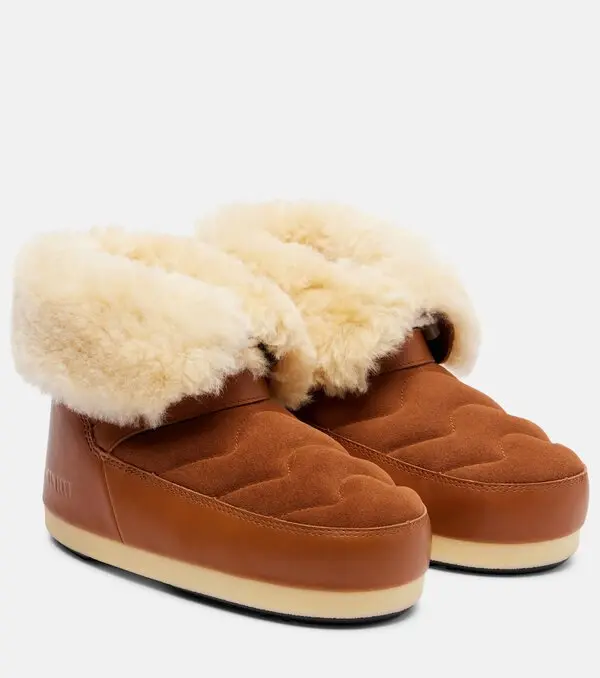 Moon Boot Evx Leather And Suede Snow Boots - Brown