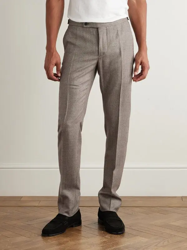 Sid Mashburn Ghost Straight-leg Prince Of Wales Wool-hopsack Suit Trousers