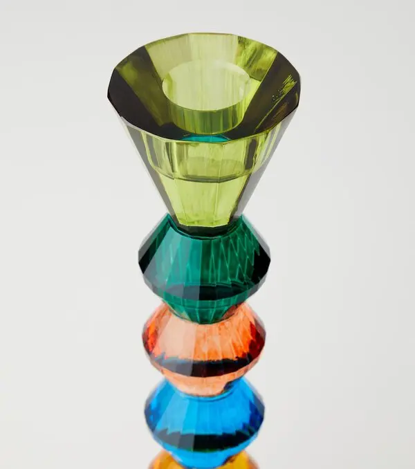 LES-OTTOMANS Crystal Candle Holder - Multicoloured