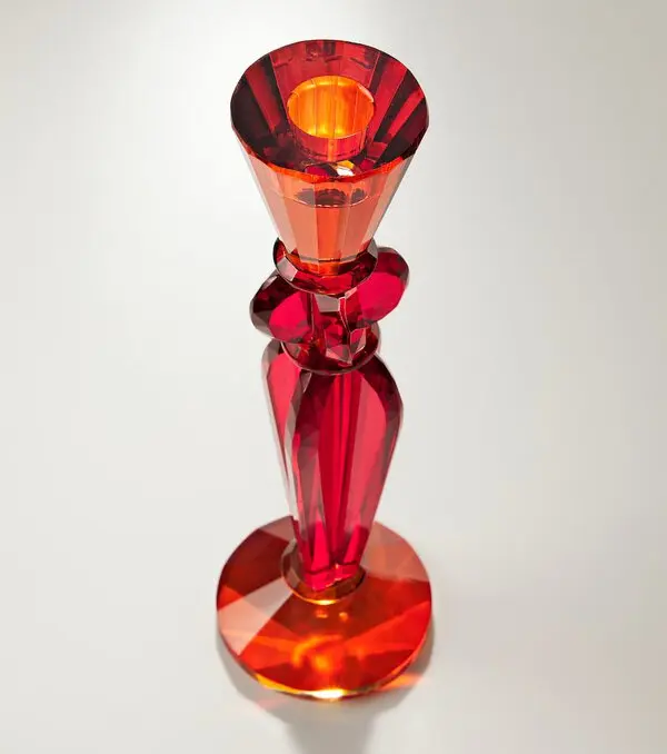 LES-OTTOMANS Crystal Candle Holder - Red