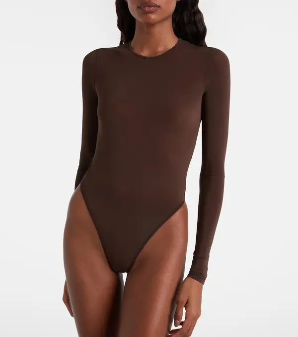 Wardrobe.NYC Sheer Bodysuit - Brown