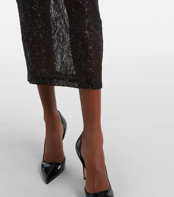 Wardrobe.NYC Floral Lace Midi Skirt - Black